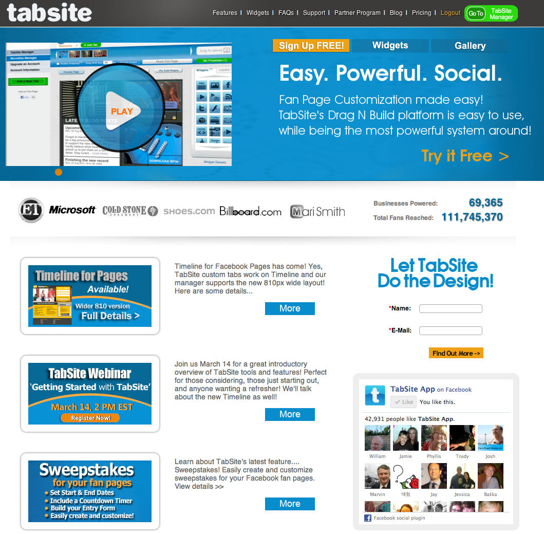 FREE Facebook landing page creation tool, Tabsite - Christiankonline.com