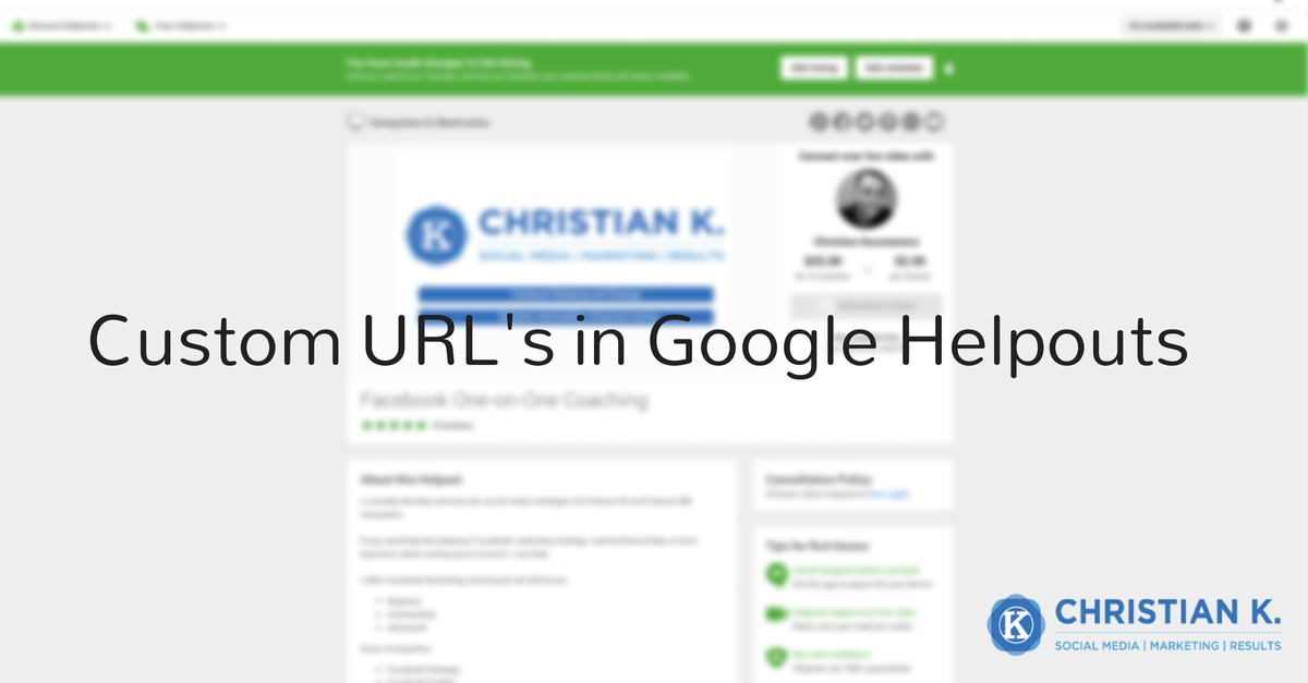 How to setup a Google Helpouts custom URL